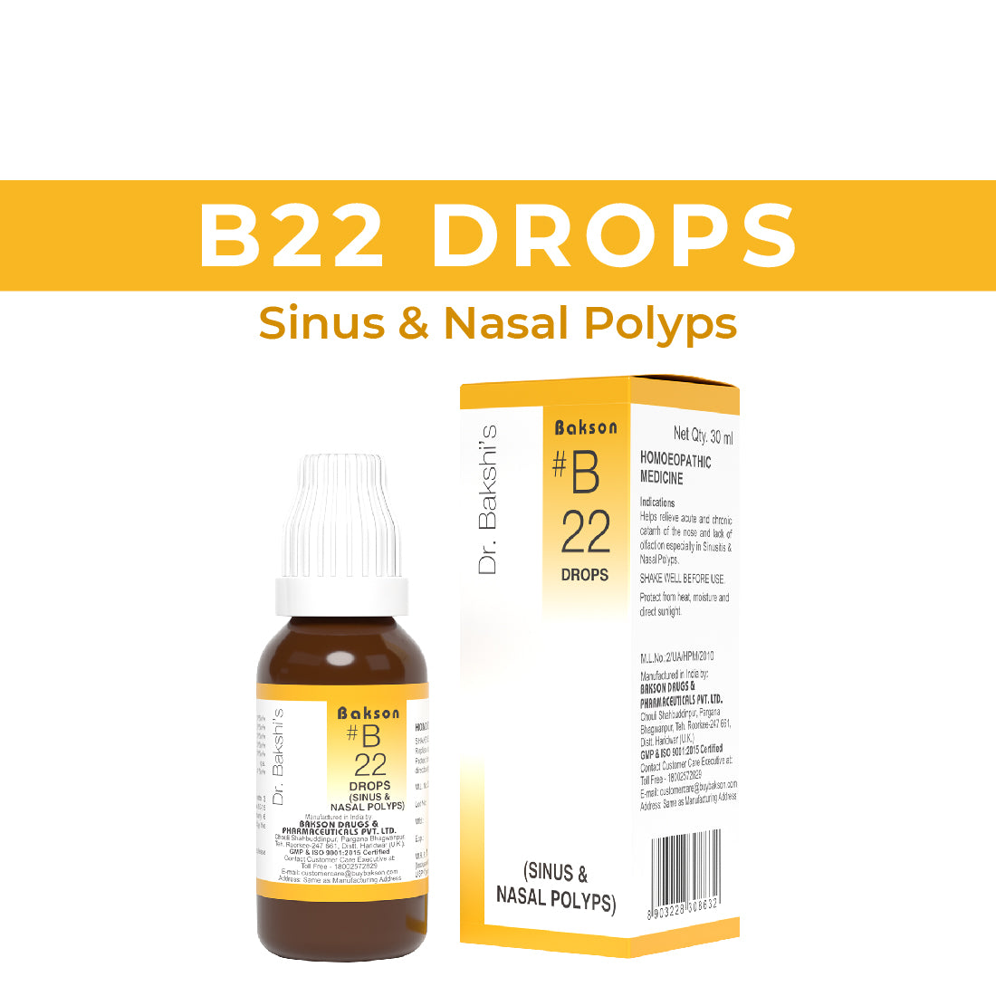 Bakson B22 Sinus Drops 30ml – Relieve Nasal Congestion & Headache – Buy ...